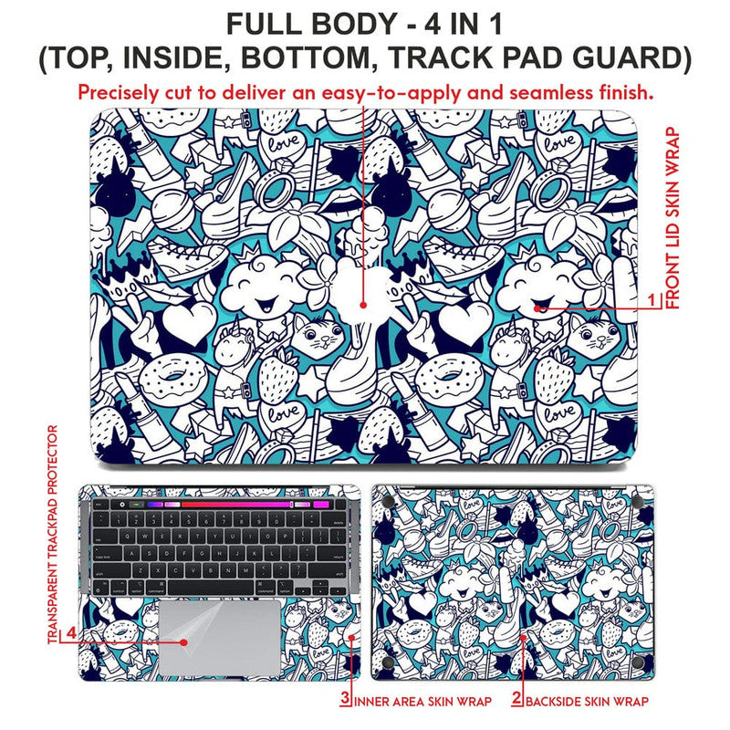 Laptop Skin for Apple MacBook - Graffiti Seamless Girlish Doodle ...