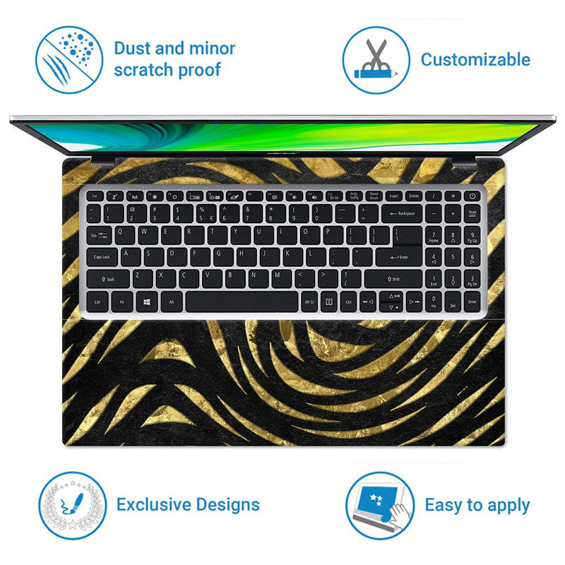 Laptop Skin - Black Highlighter Waves On Golden for 15.6 inch Laptop ...