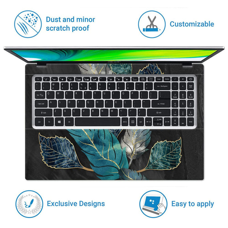 Laptop Skin - Greenish Metal Leaves for 15.6 inch Laptop – SkinsLegend