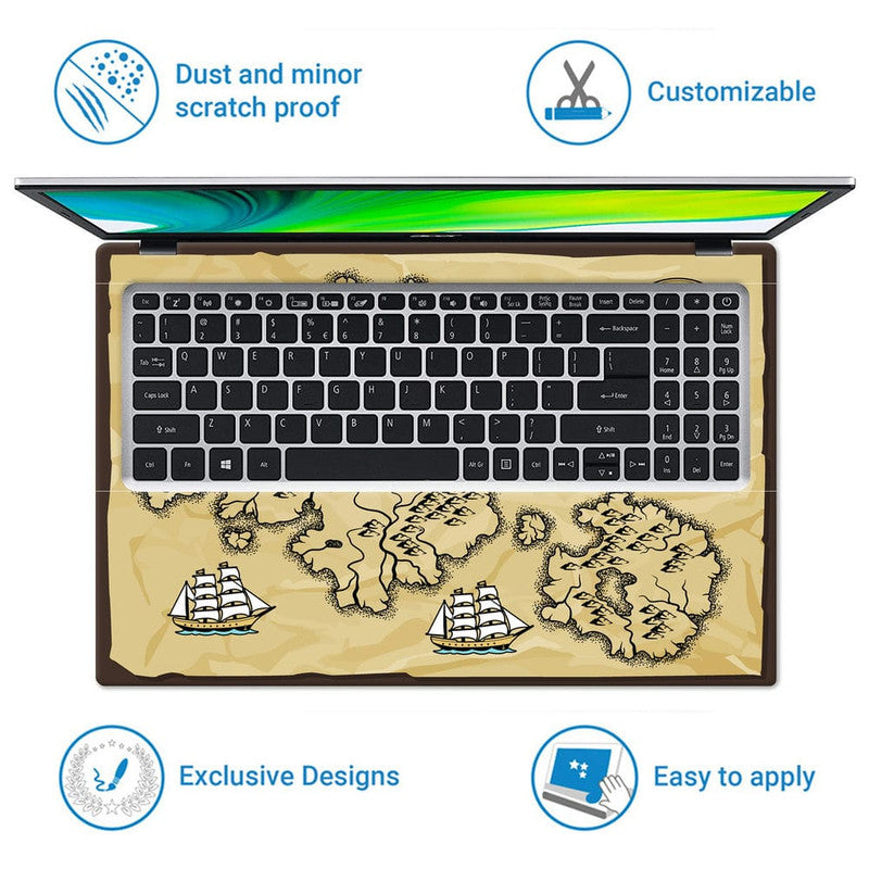 Laptop Skin - Nautical View of World Map for 15.6 inch Laptop – SkinsLegend