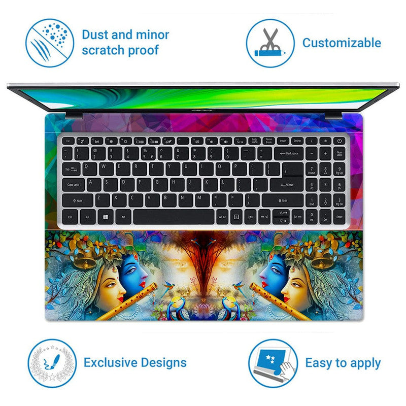 Laptop Skin - Radha Krishna Flute Painting for 15.6 inch Laptop ...