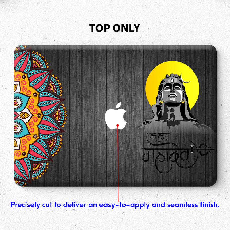 Laptop Skin for Apple MacBook - Mahadev Black Wooden Mandala Art ...