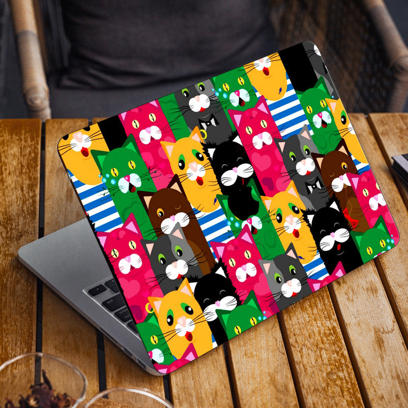 Laptop Skin for Apple MacBook - Multicolour Cat Faces Collage – SkinsLegend