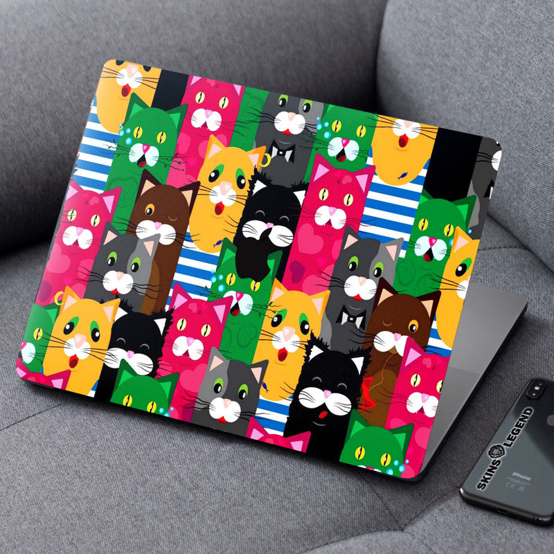 Laptop Skin for Apple MacBook - Multicolour Cat Faces Collage – SkinsLegend