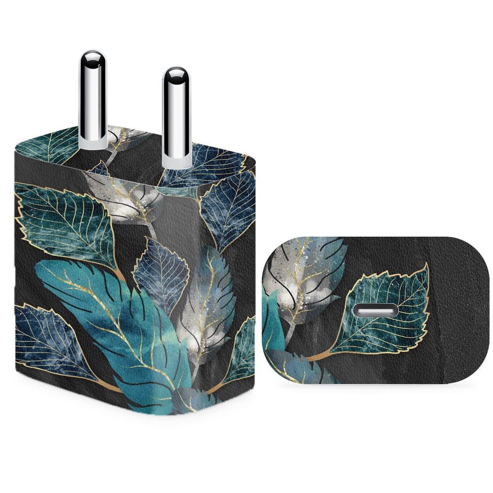Shop Greenish Metal Leaves_UV Charger Skin | Buy Online Now – SkinsLegend
