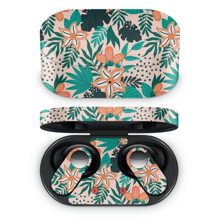 Enhance Your Oneplus Nord Buds with Abstract Green Leaves Pink Earbud ...