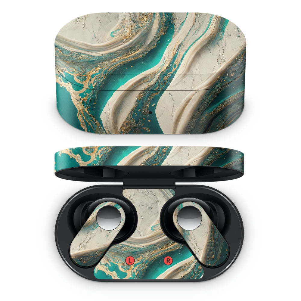 Enhance Your Oneplus Nord Buds with White Green Stone Art Earbud Skin ...